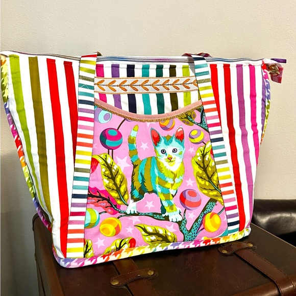 Tula | Bags | Disco Kitty Fabric Tula Pink Rainbow Quilted Tote ...